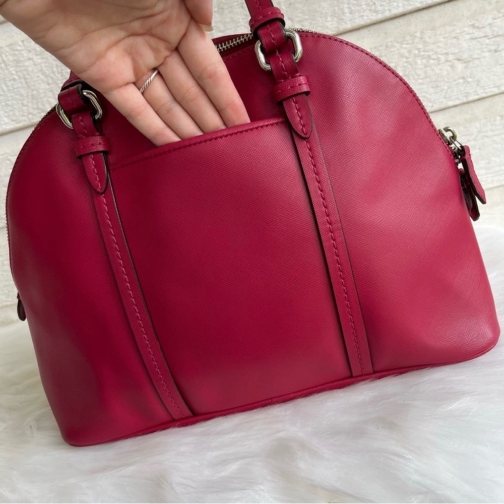 Coach Peyton Red Berry Saffiano Leather Dome - Gem